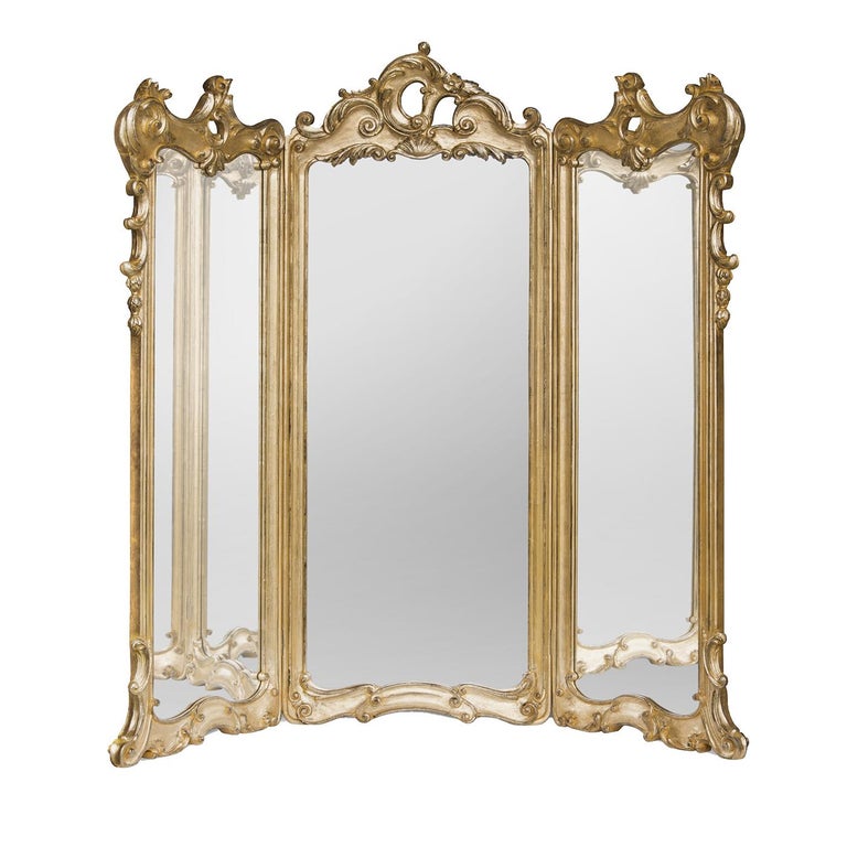 Three-Part Mirror with Gold Leaf For Sale at 1stDibs