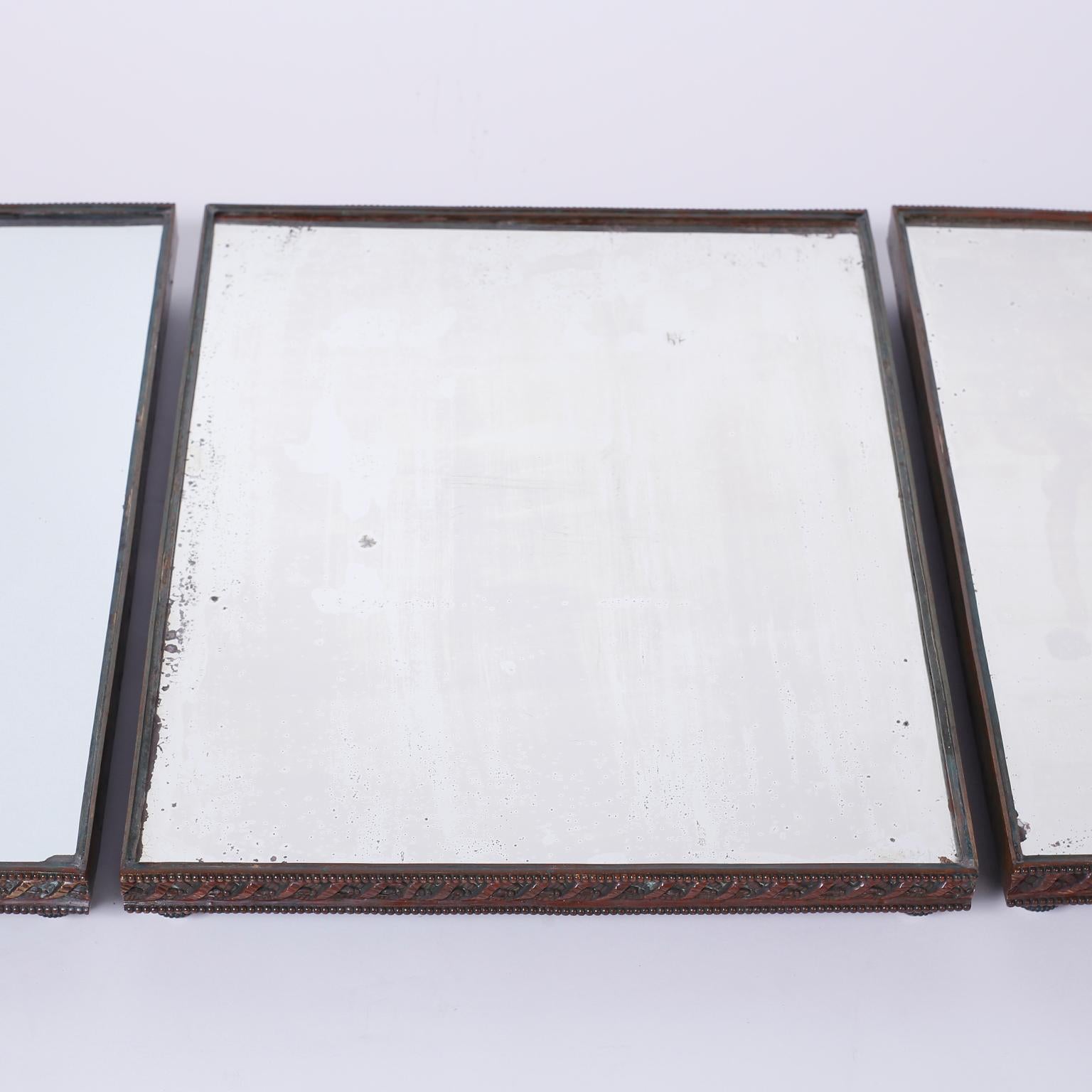 Three-Piece Antique English Mirrored Plateau For Sale at 1stDibs