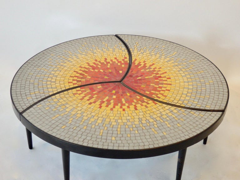 Three-Piece Black Lacquer with Sunburst Mosaic Glass Insert Top ...