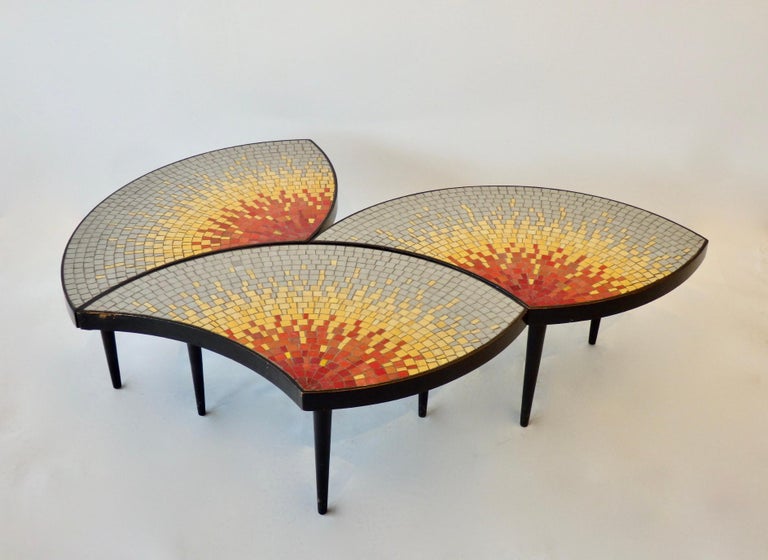 Three-Piece Black Lacquer with Sunburst Mosaic Glass Insert Top ...