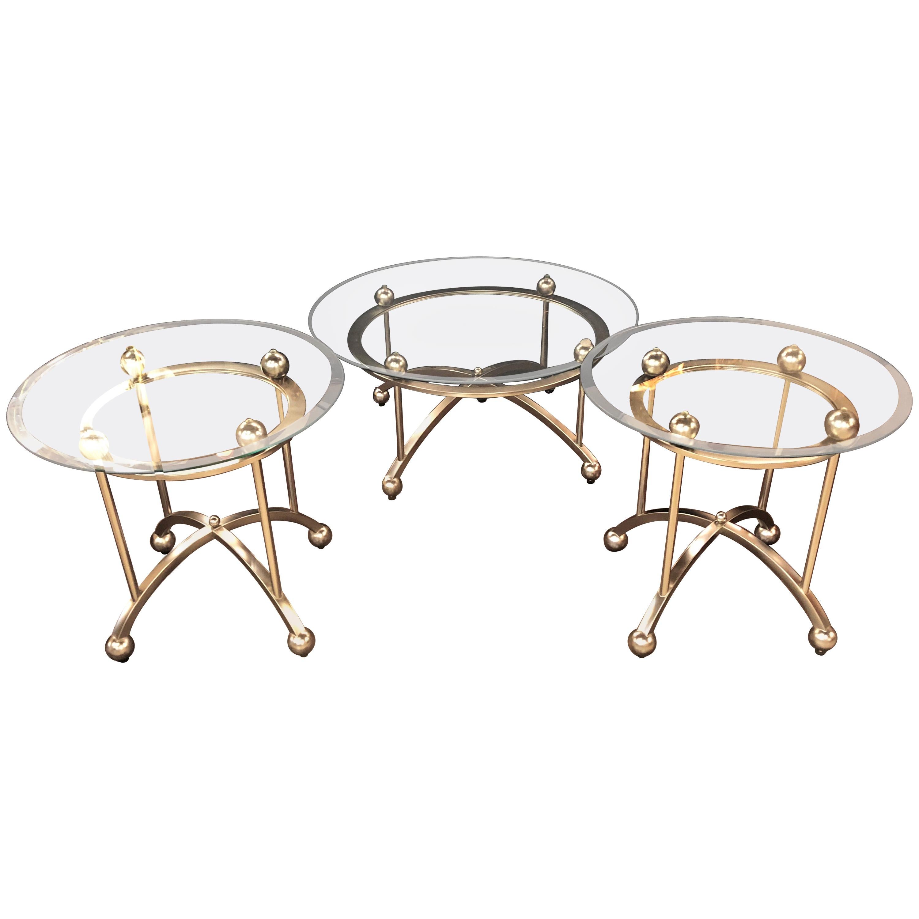 Three-Piece Modern Art Deco Style Set of End Tables and a Coffee Table ...