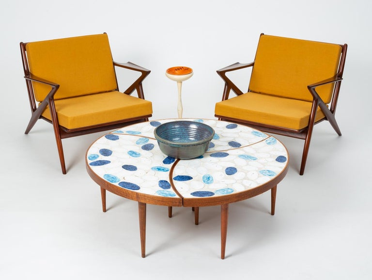 Three-Piece Round Coffee Table with Ceramic Tile Top at 1stDibs