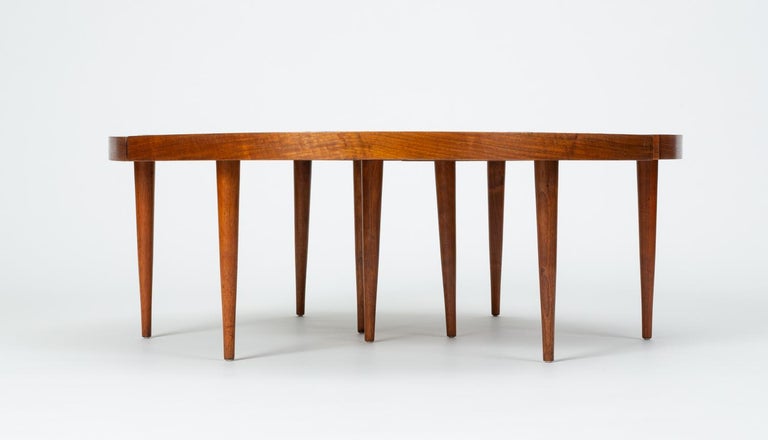 Three-Piece Round Coffee Table with Ceramic Tile Top at 1stDibs