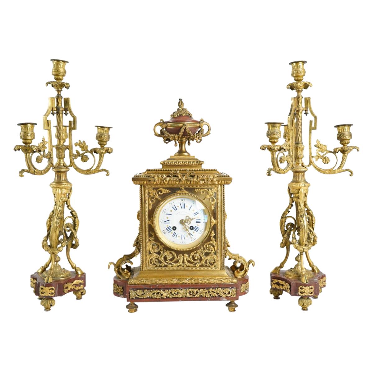 Napoleon III Period Neoclassical Style Three-Piece Clock Set For Sale ...