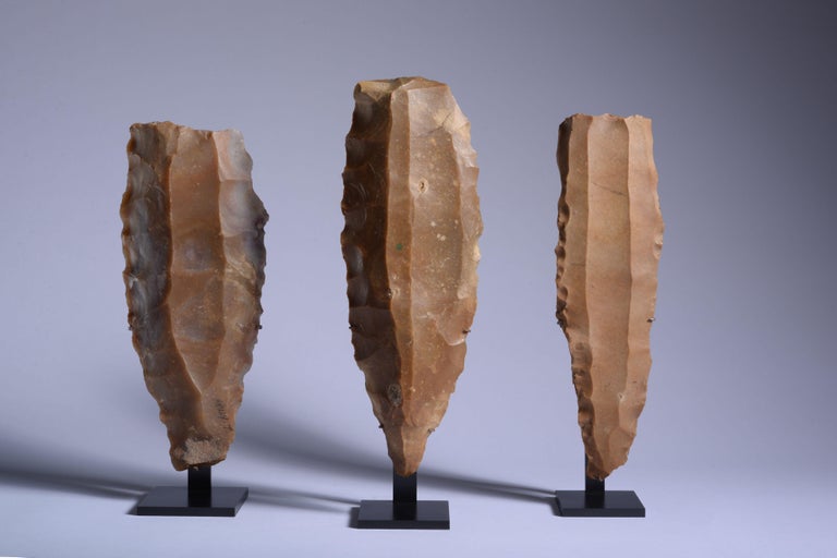 Three Prehistoric Neolithic Flint Cores For Sale at 1stDibs