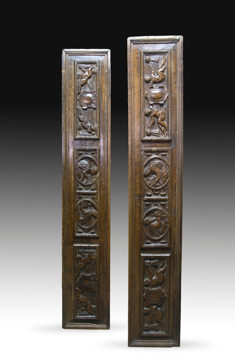 Three Rectangular Panels, Wood, Renaissance, 16th Century For Sale at ...
