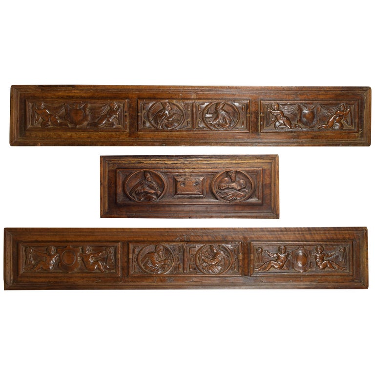 Three Rectangular Panels, Wood, Renaissance, 16th Century For Sale at ...