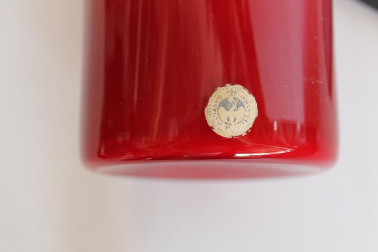 Three Red Bottles by Otto Bauer for Holmegaard, Denmark For Sale at 1stDibs