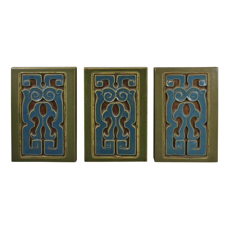 Three Arts &Crafts Rookwood Pottery Co. Stylized Architectural Faience ...