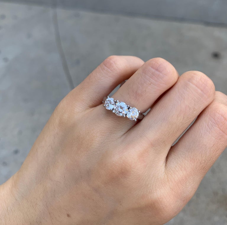 Three Rounds Diamond Platinum Engagement Ring For Sale at 1stDibs ...
