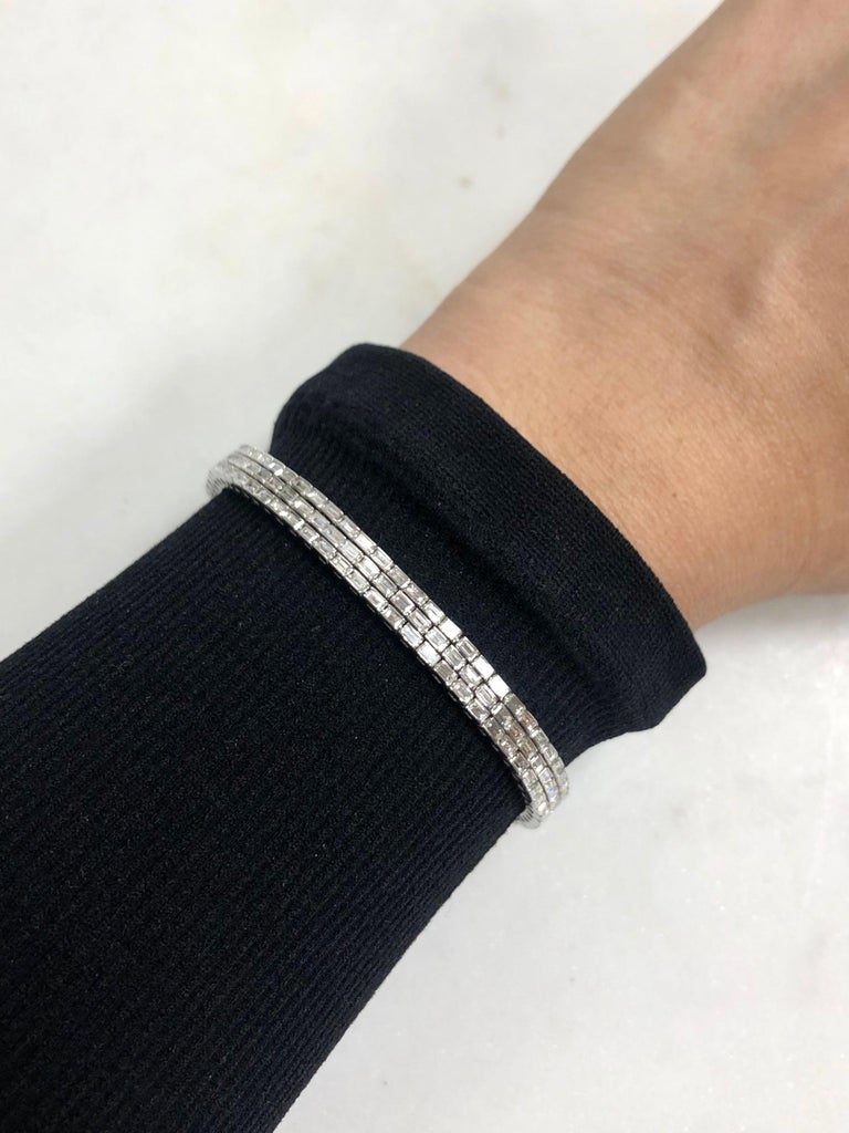Three Row Baguette Bracelet For Sale at 1stDibs