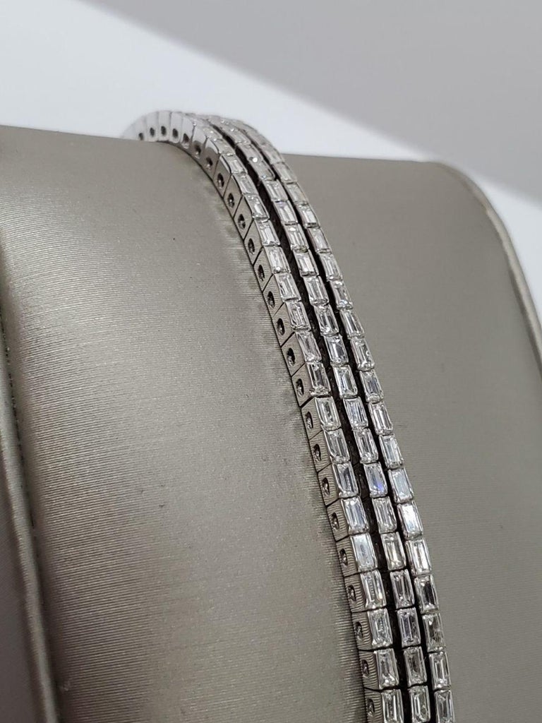Three Row Baguette Bracelet For Sale at 1stDibs