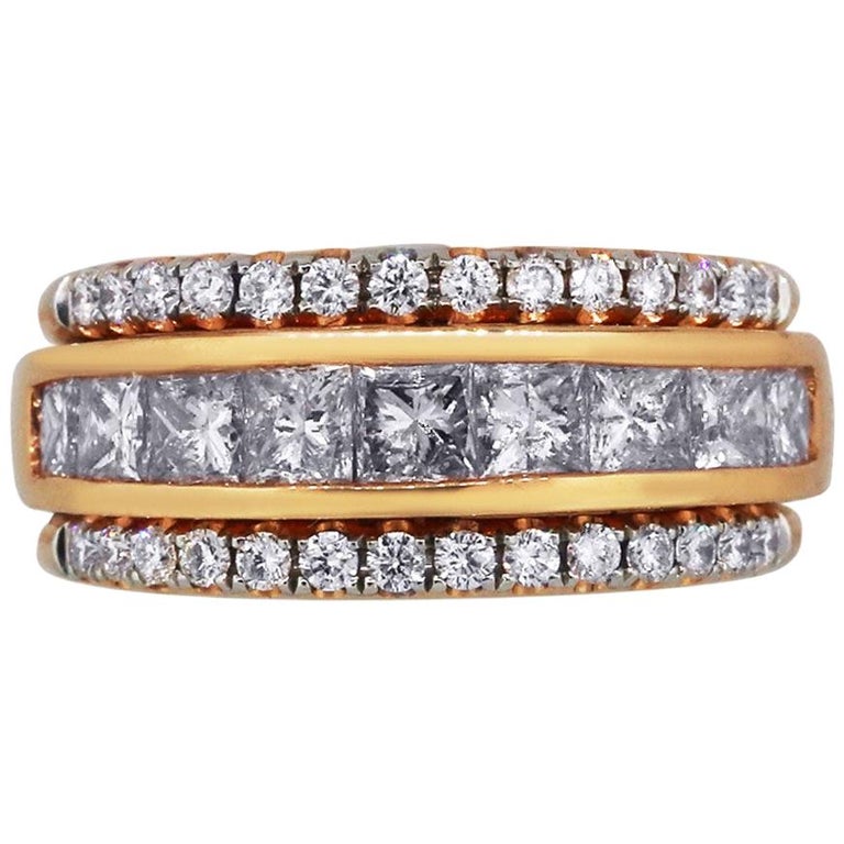 Three-Row Diamond Band For Sale at 1stDibs