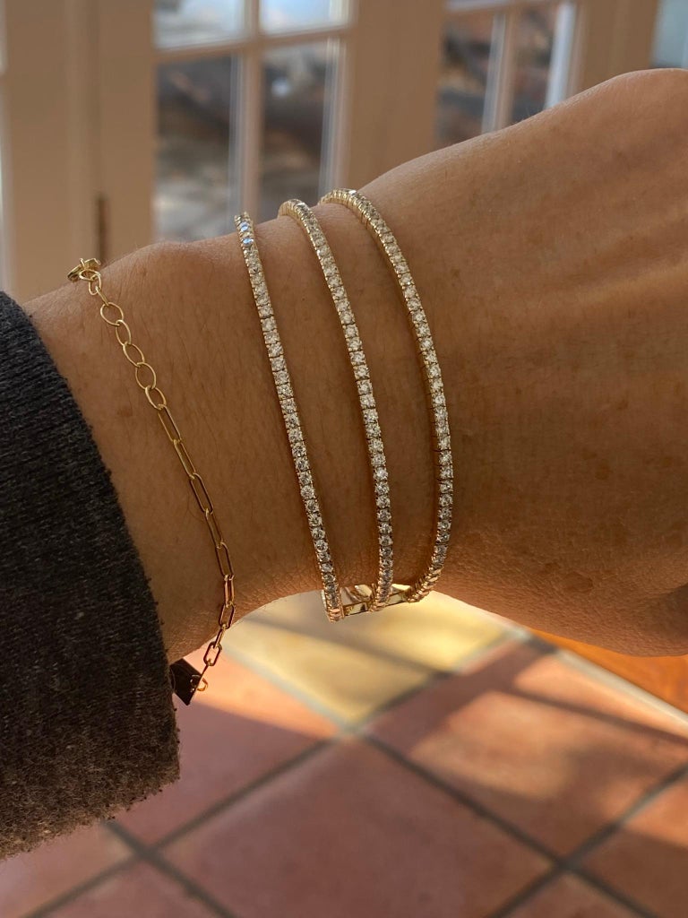 Three Row Diamond Flexible Bangle Bracelet For Sale at 1stDibs