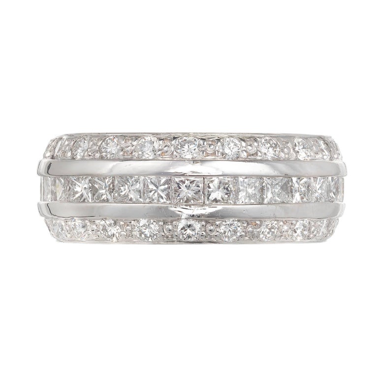 Three Row Wide Marquise and Round Diamond Platinum Eternity Ring For ...
