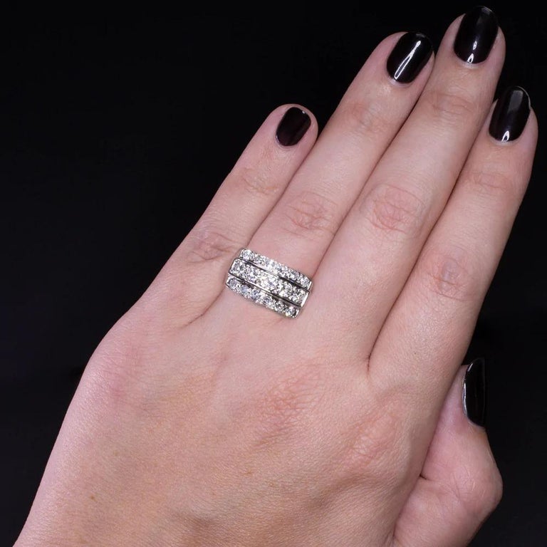 Three Row Round Diamond F/G VS Ring For Sale at 1stDibs