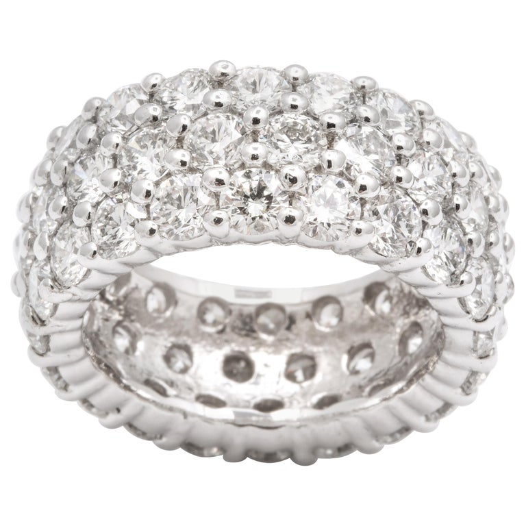 Three-Row Round Wide Diamond Eternity Band For Sale at 1stDibs