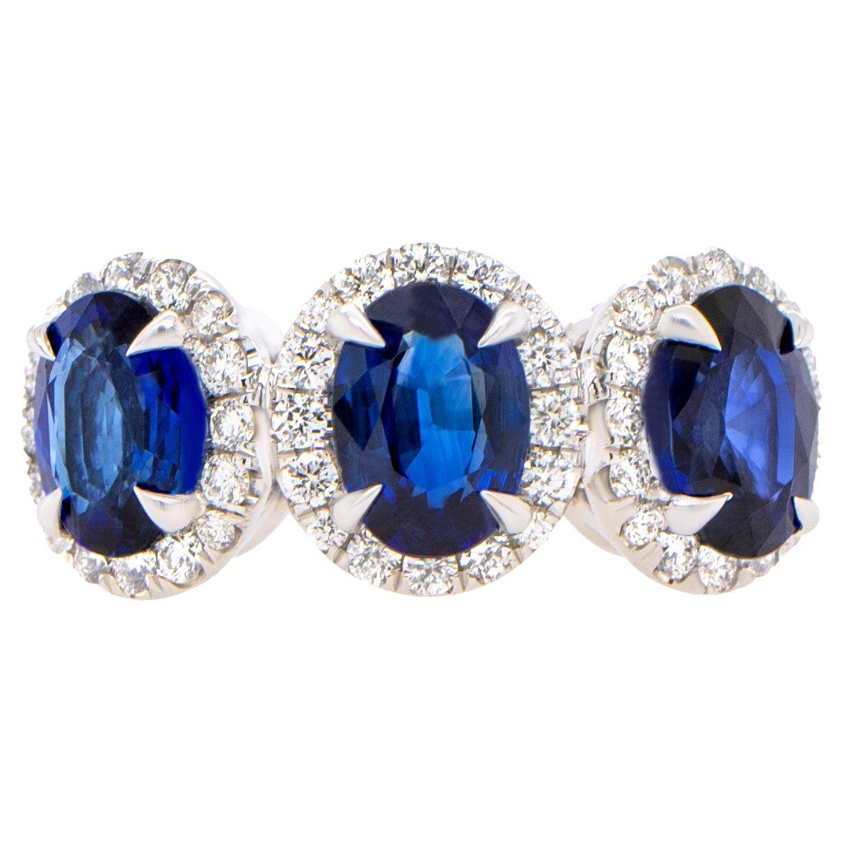 Blue Sapphire and Diamond Ring set in 18K White Gold Settings For Sale ...