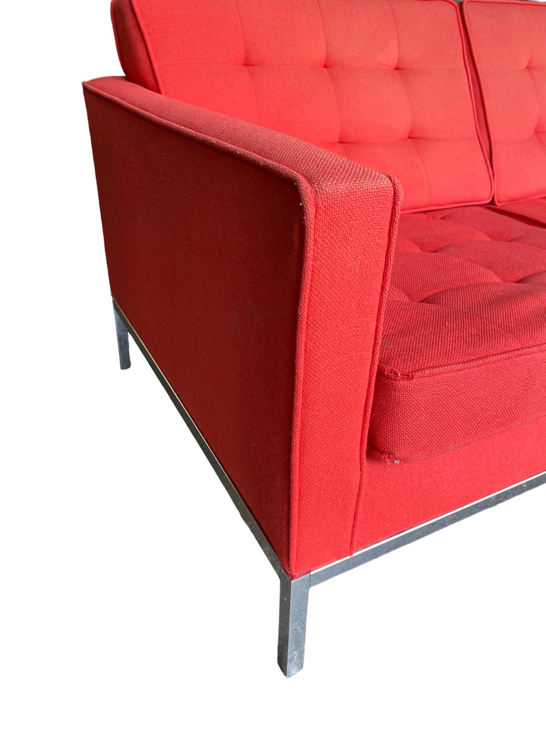 Florence Knoll Style Three Seat Lounge Sofa For Sale at 1stDibs