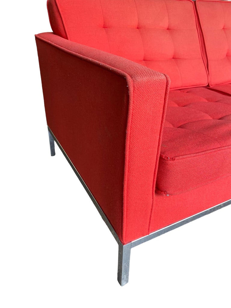 Florence Knoll Style Three Seat Lounge Sofa For Sale at 1stDibs