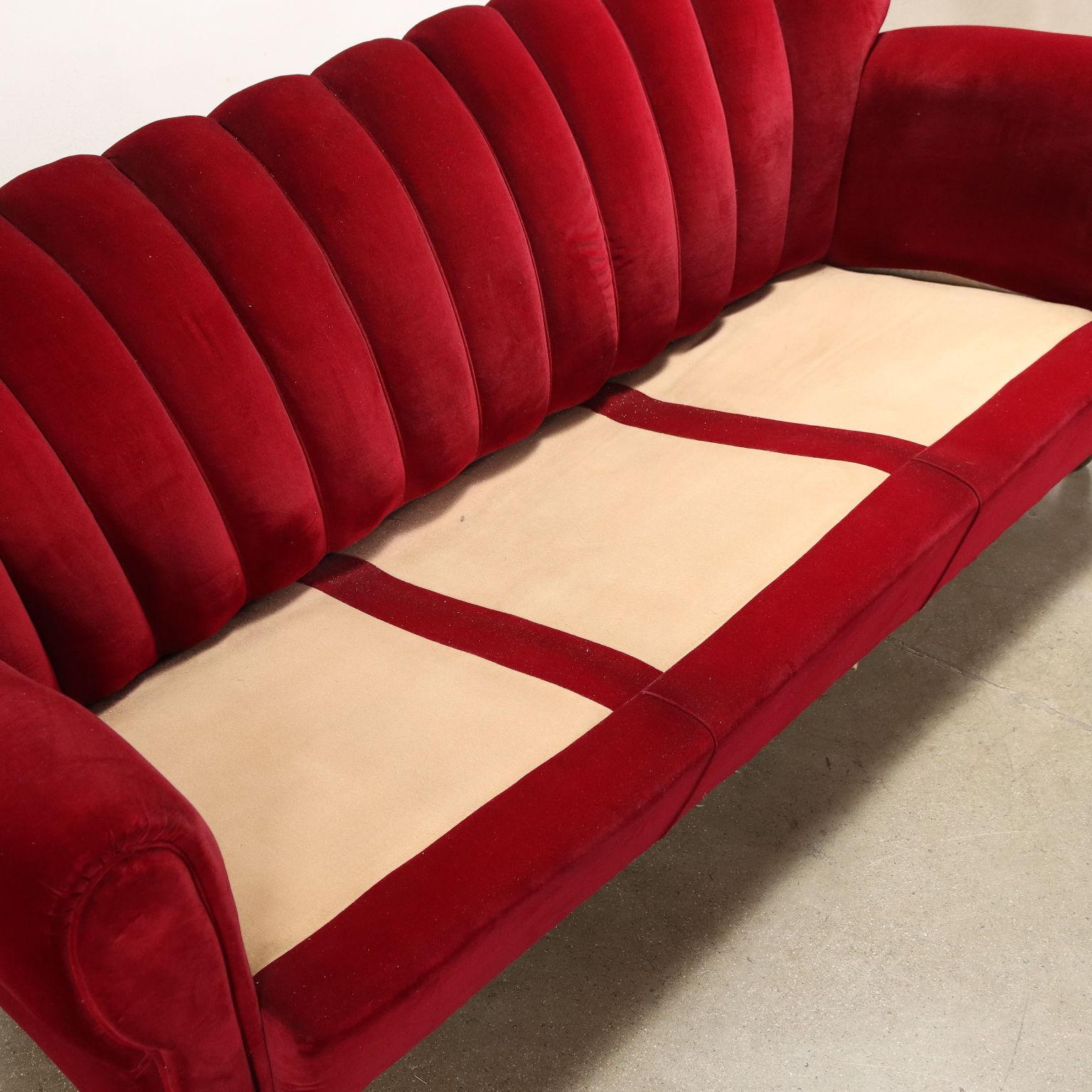 Three Seater Sofa Velvet, Italy, 1950s at 1stDibs