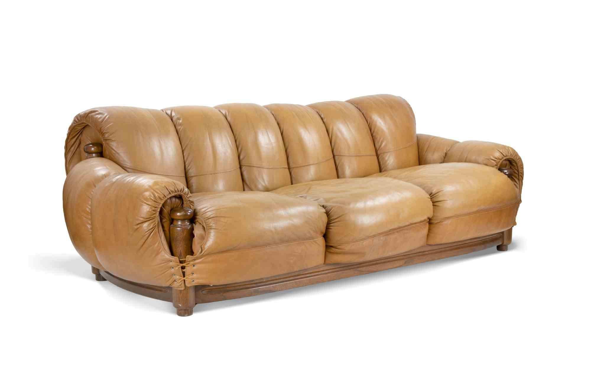 Three Seats Leather Sofa by Brazilian Manufacture, 1970s For Sale at ...