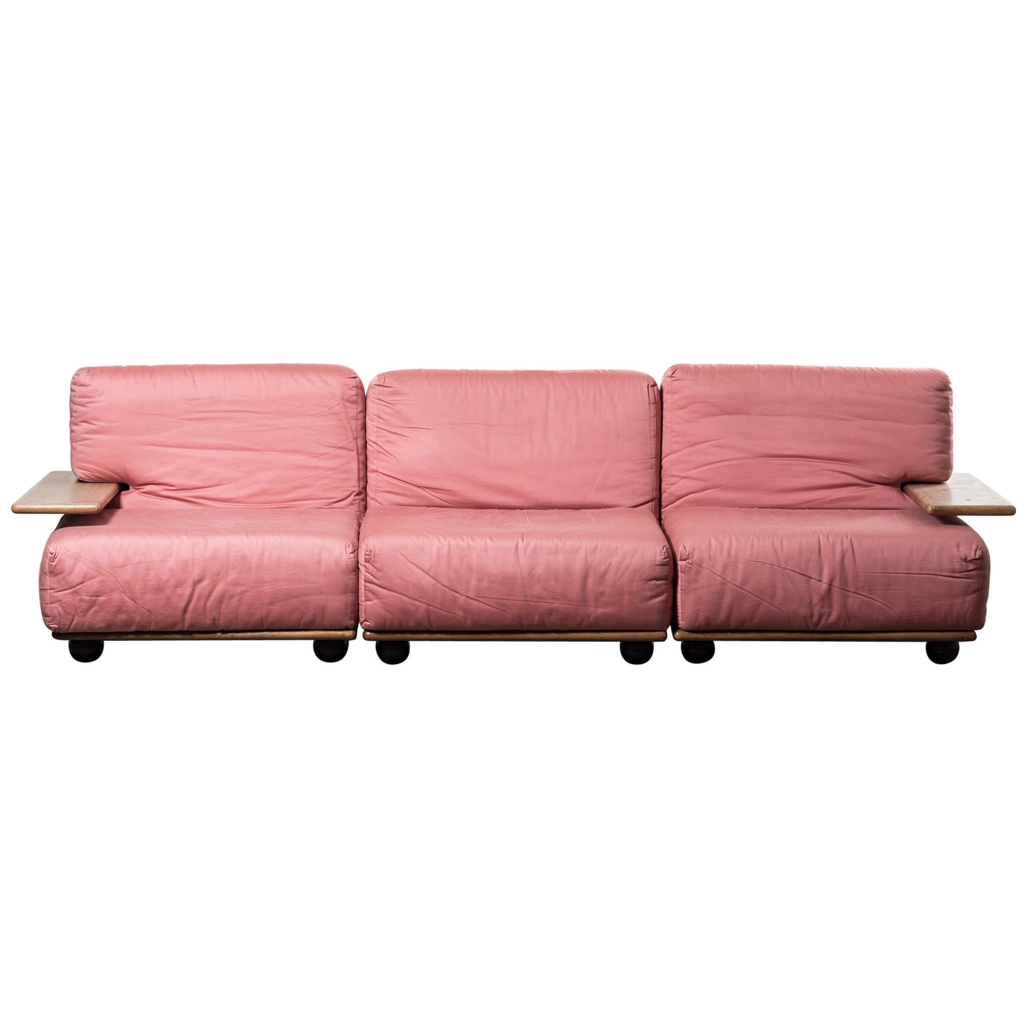 Mod Three Seat Sofa with Lacquered Fiberglass Base at 1stDibs