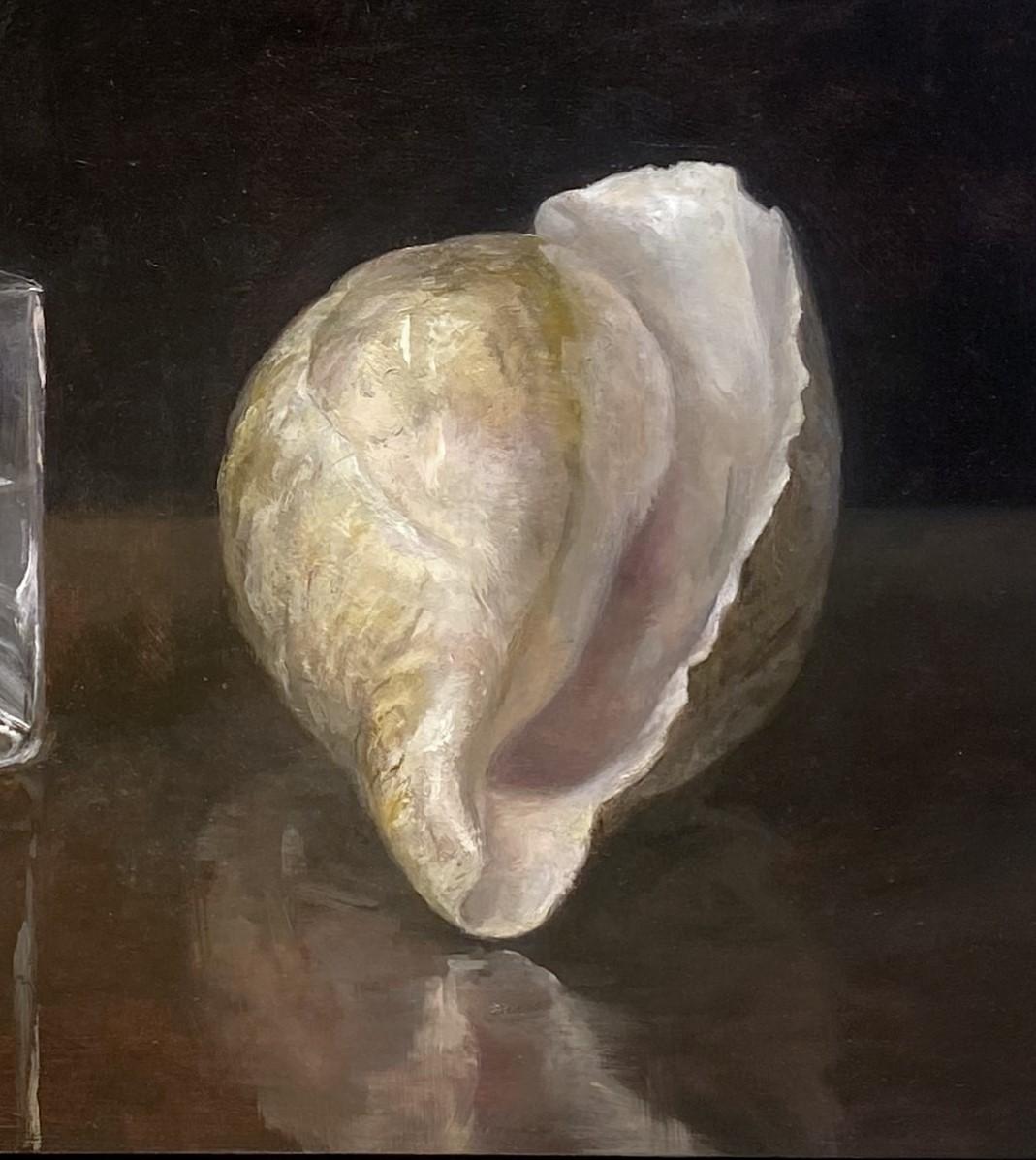 Three Shells - Still Life with Sea Shells and a Glass Vessel, Oil on ...