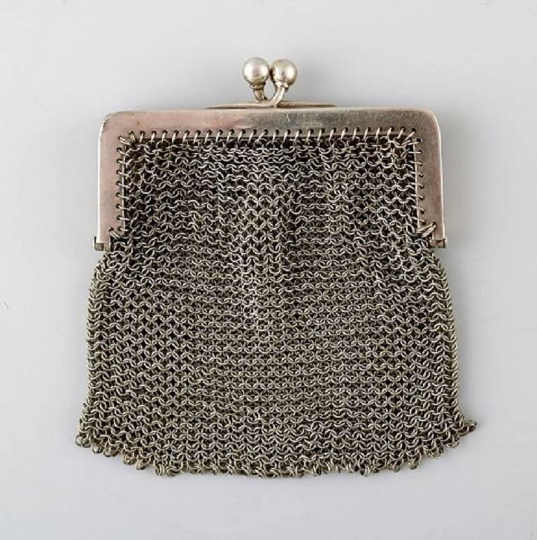 Three Small Ladies Silver Purses, circa 1900, Knitted Bag For Sale at ...