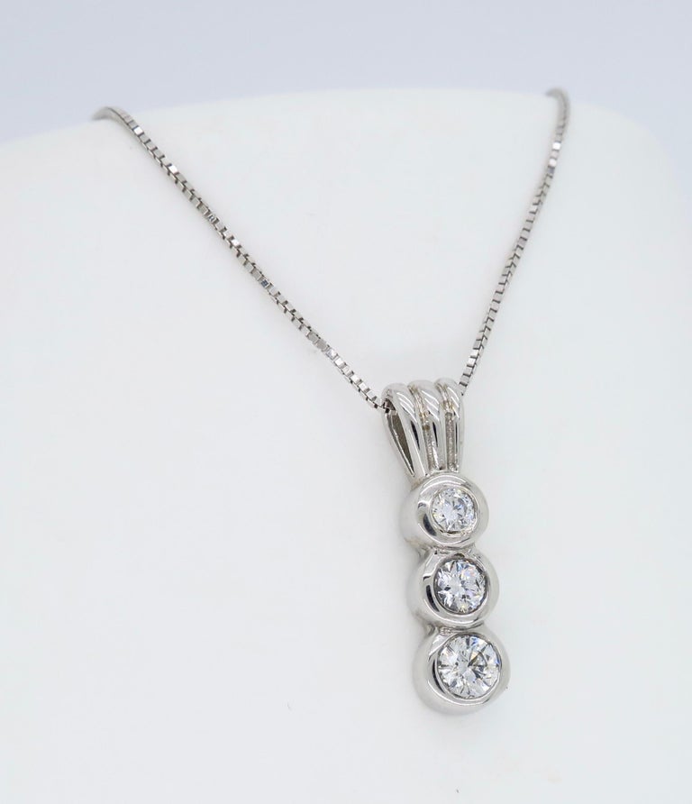 Three-Stone Diamond Drop Pendant Necklace at 1stDibs | 3 diamond drop ...