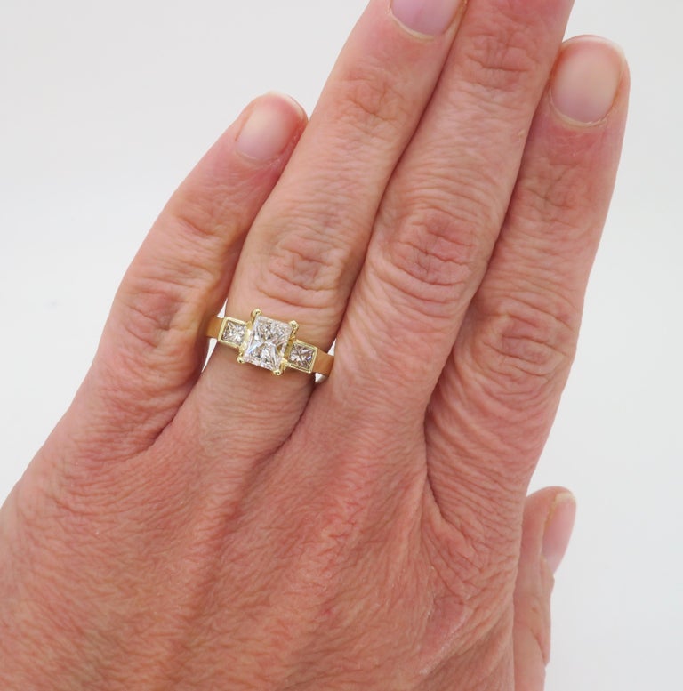 Three Stone Diamond Engagement Ring For Sale at 1stDibs