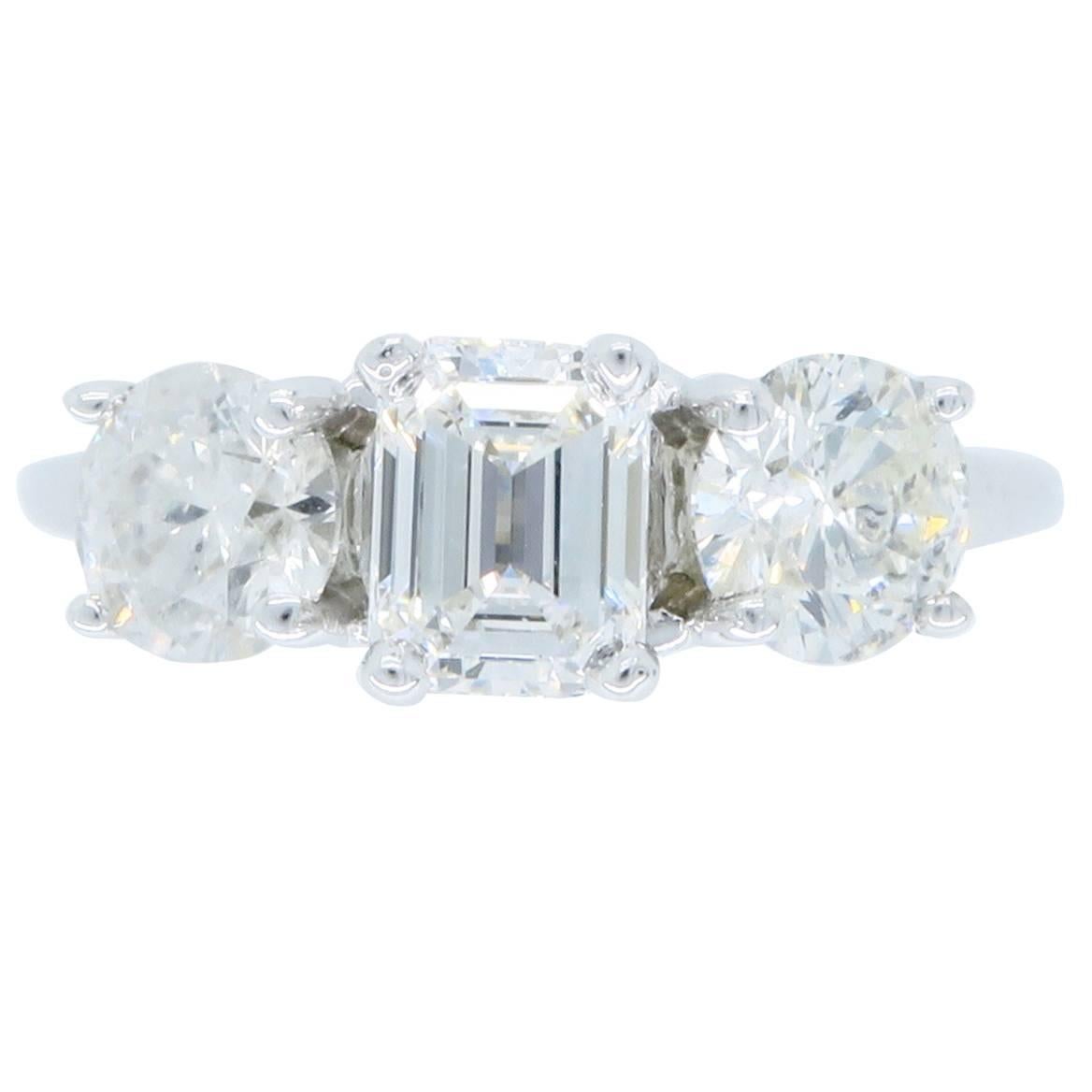 Three-Stone Diamond Engagement Ring at 1stDibs