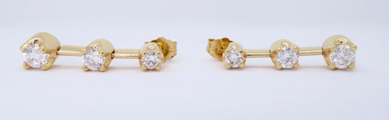 Three-Stone Drop Diamond Earrings at 1stDibs | three stone diamond ...