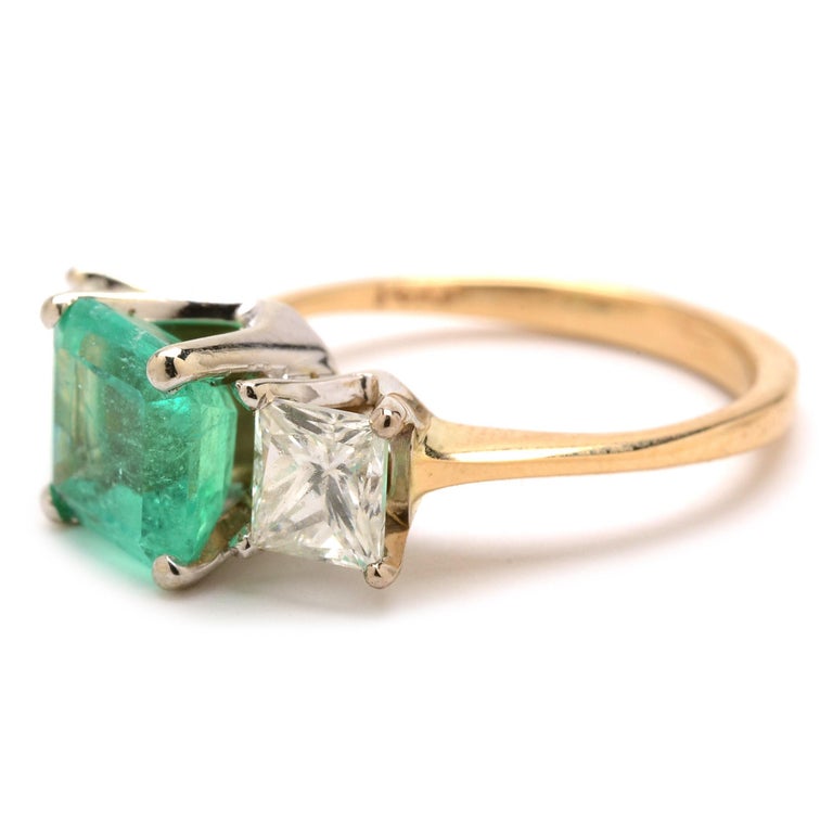 Customizable Three Stone Emerald Engagement Rings, Antique Emerald ...