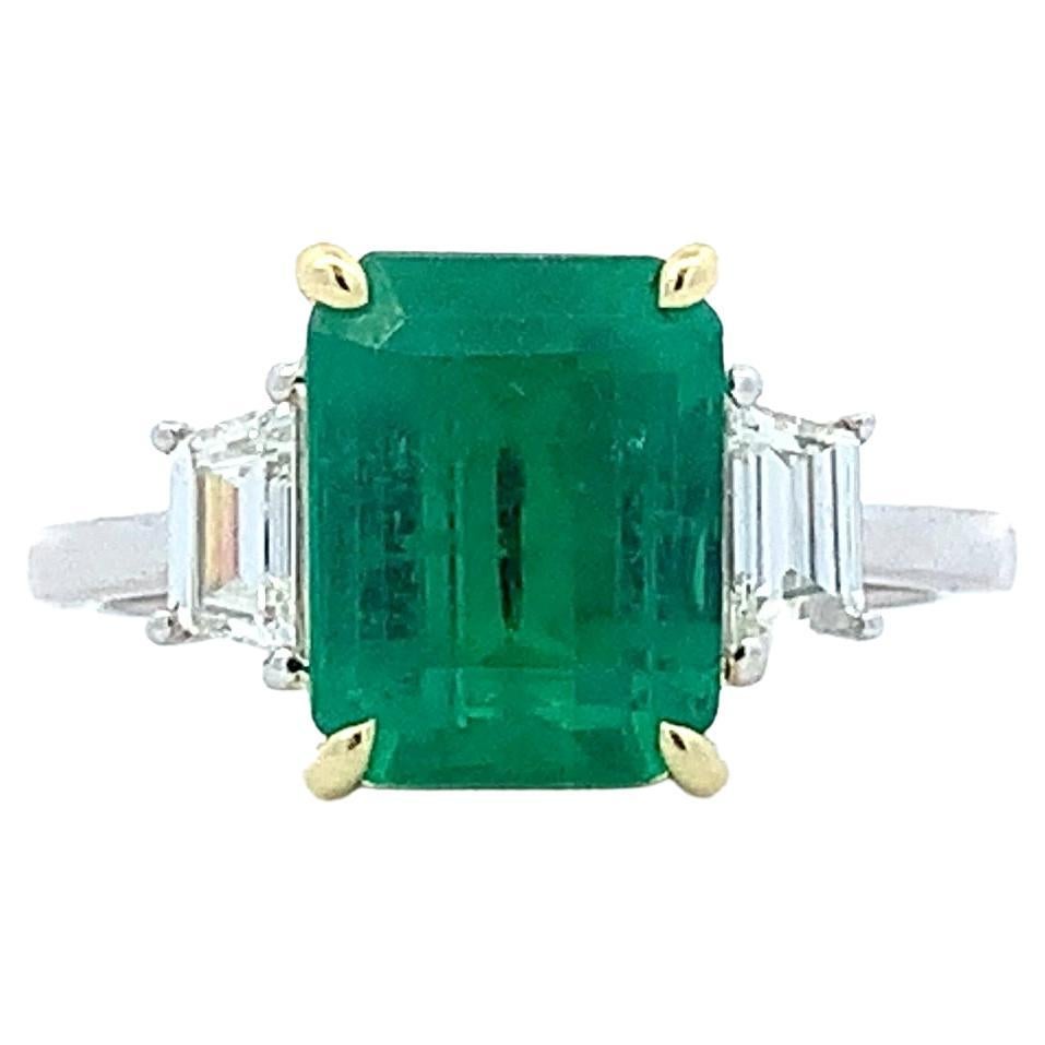 Three Stone Emerald Ring (#18263) For Sale at 1stDibs
