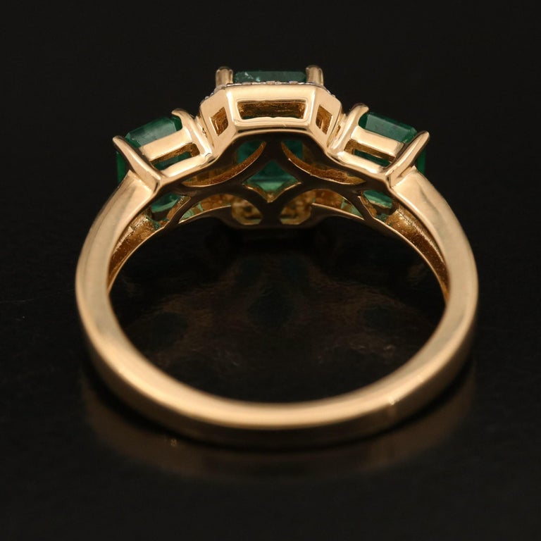 Customizable Three Stone Emerald Ring, Emerald Engagement Ring, Vintage ...