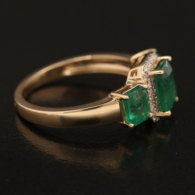 Customizable Three Stone Emerald Ring, Emerald Engagement Ring, Vintage ...