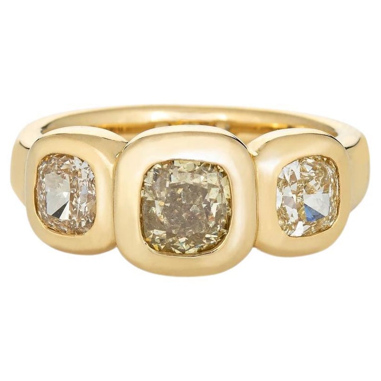 Three Stone Fancy Diamond Ring For Sale at 1stDibs