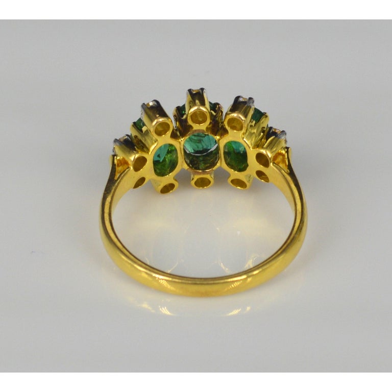 Customizable Three stone Oval Cut Emerald Engagement Ring, Emerald ...