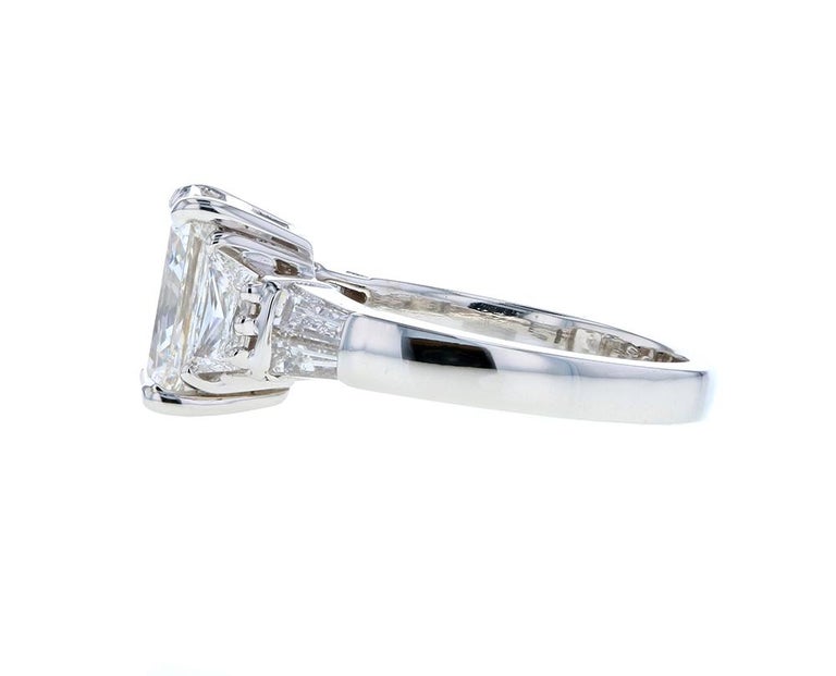 Three -Stone Radiant Cut Diamond Engagement Ring with Trapezoid Side ...