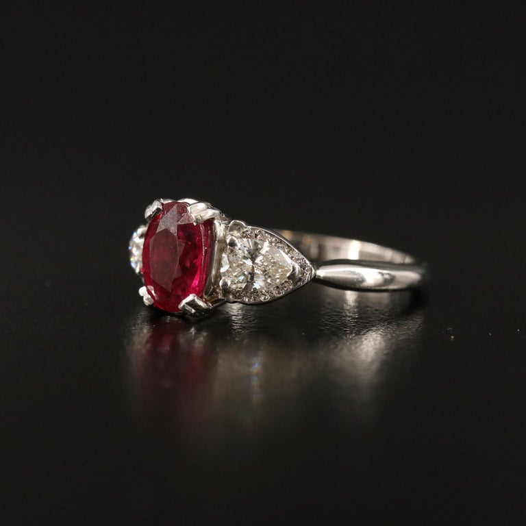 Customizable Three Stone Ruby Diamond Engagement Ring Victorian Ruby ...