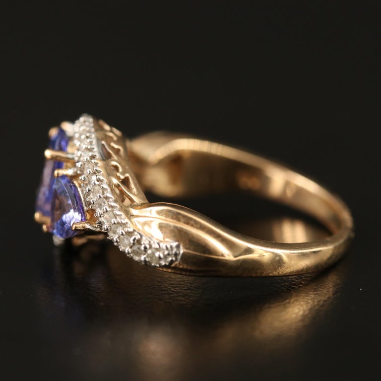 Customizable Three Stones Tanzanite Engagement Ring, Wedding Ring, 18K ...