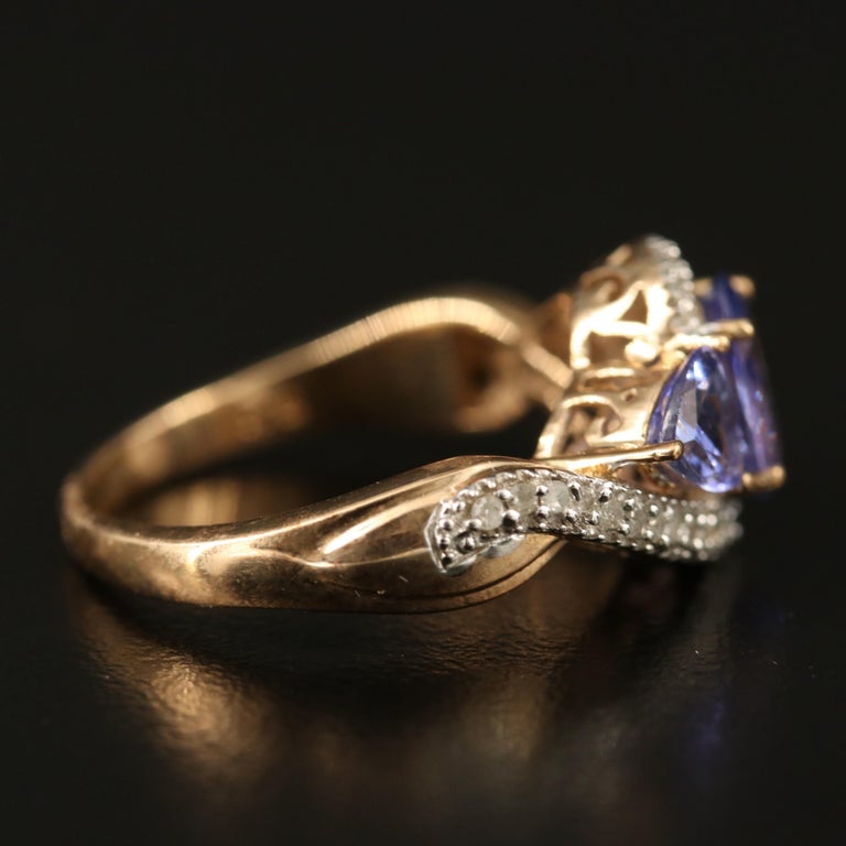 Customizable Three Stones Tanzanite Engagement Ring, Wedding Ring, 18K ...