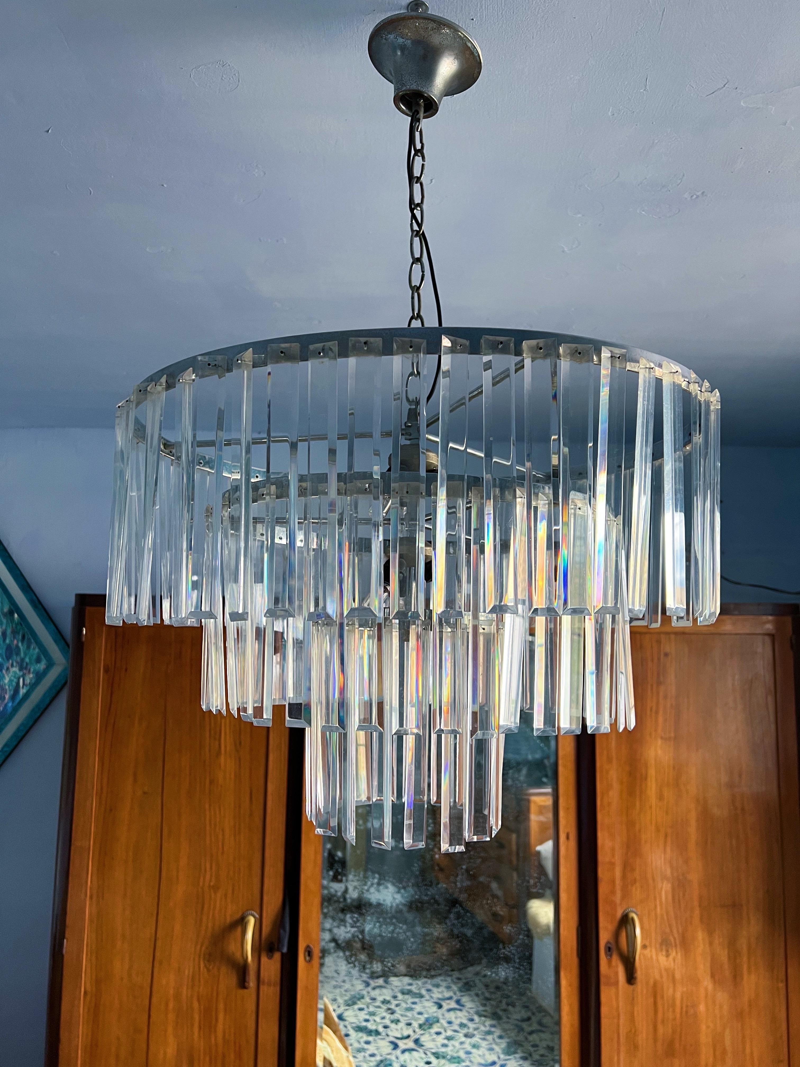 Three-story plexiglass chandelier, Italy, 1960s For Sale at 1stDibs