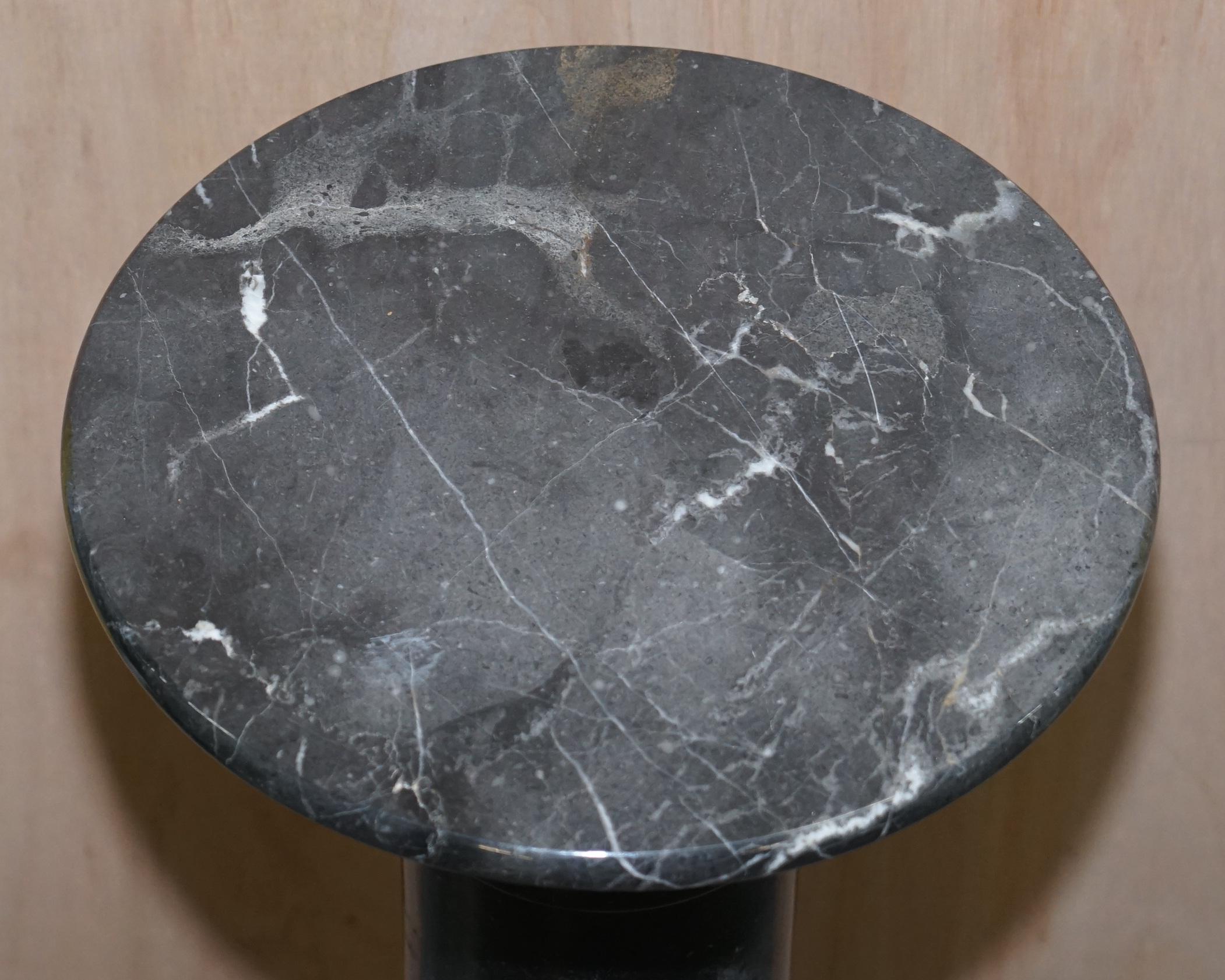 Three Stunning Solid Black Marble with White Veins Pedestal Stands for ...