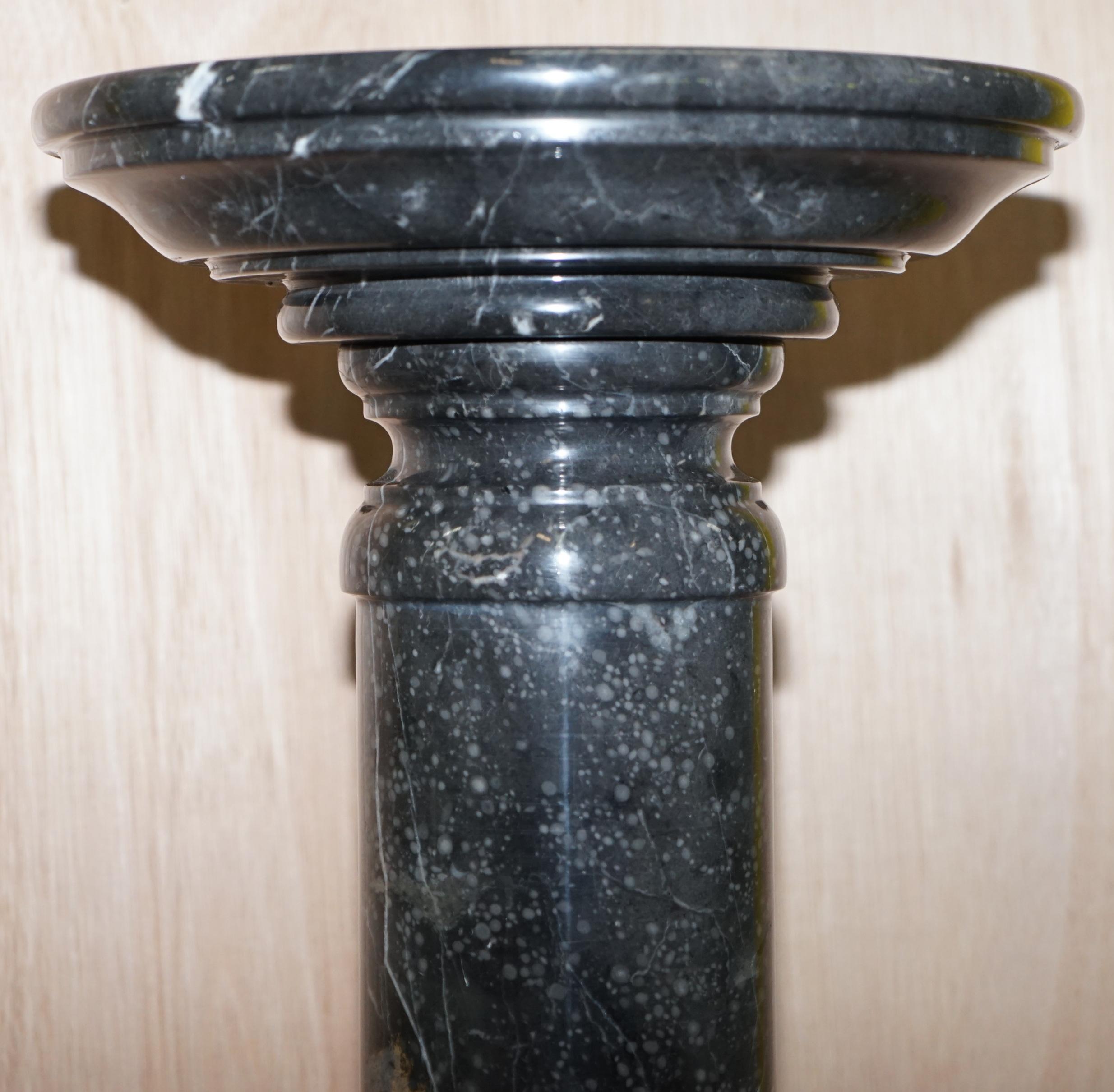 Three Stunning Solid Black Marble with White Veins Pedestal Stands for ...