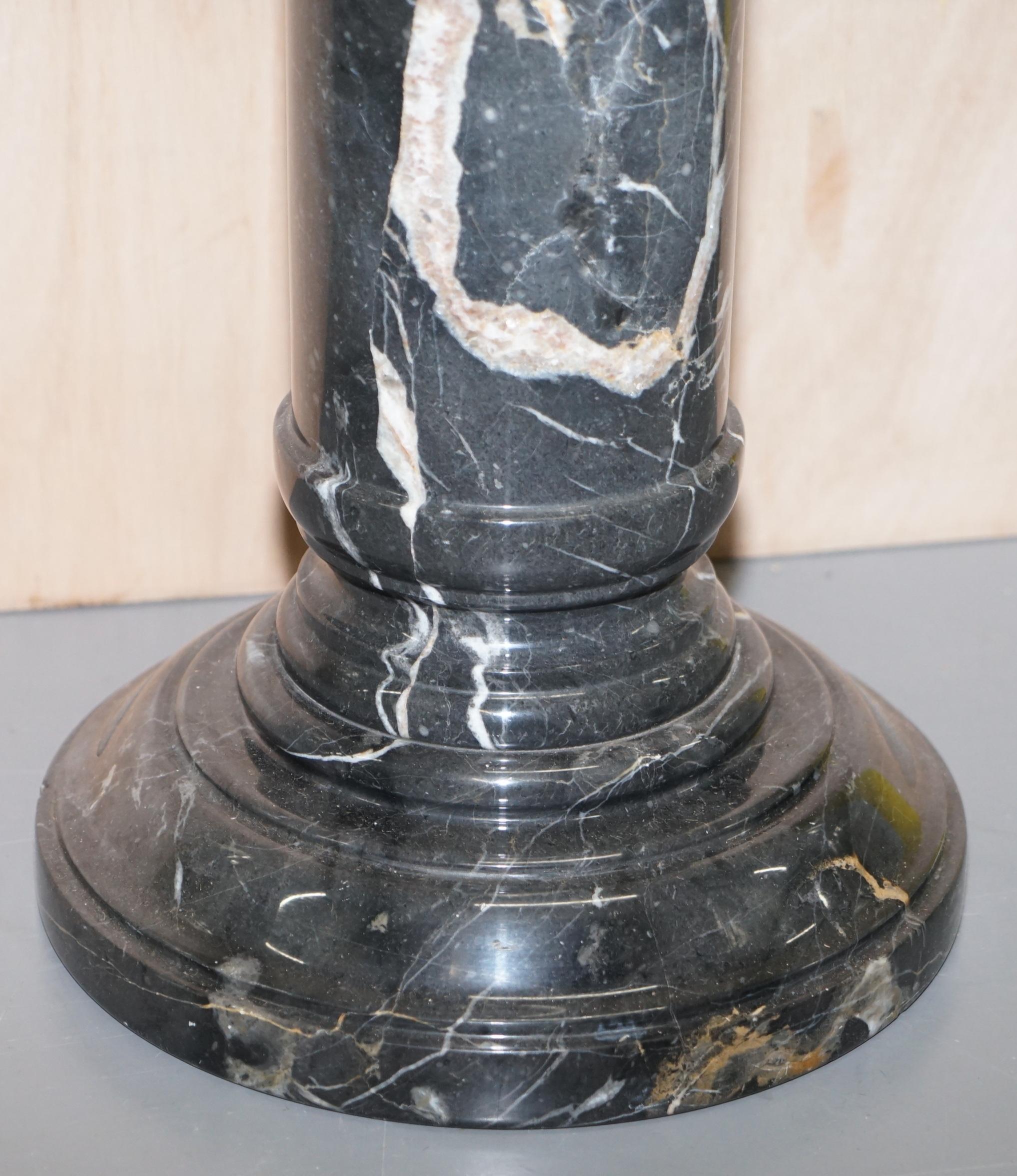 Three Stunning Solid Black Marble with White Veins Pedestal Stands for ...