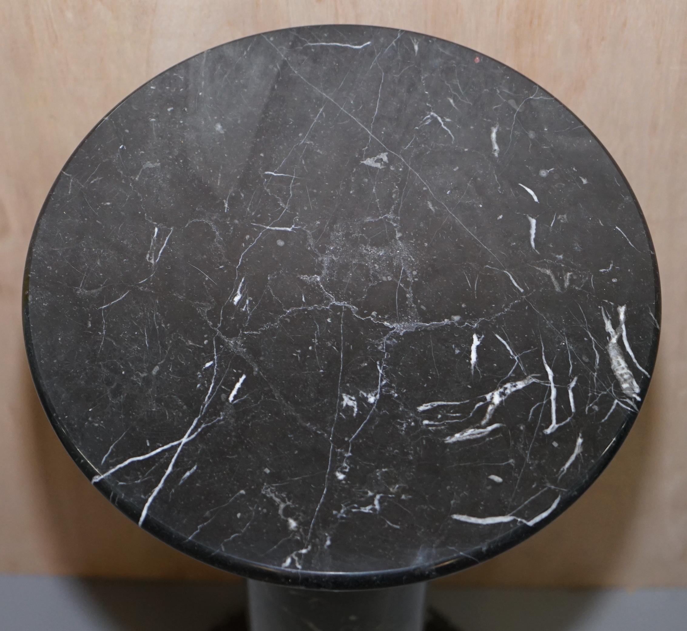 Three Stunning Solid Black Marble with White Veins Pedestal Stands for ...