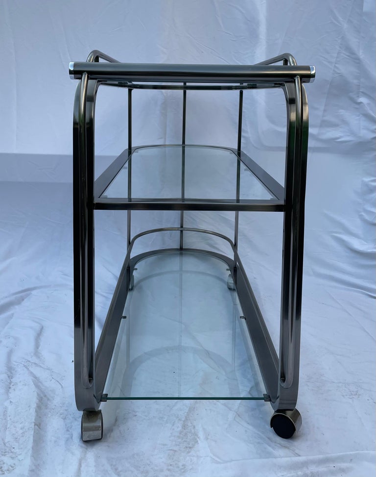 Three Tier Bar Cart in Nickel by Dia (Design Institute of America) For ...