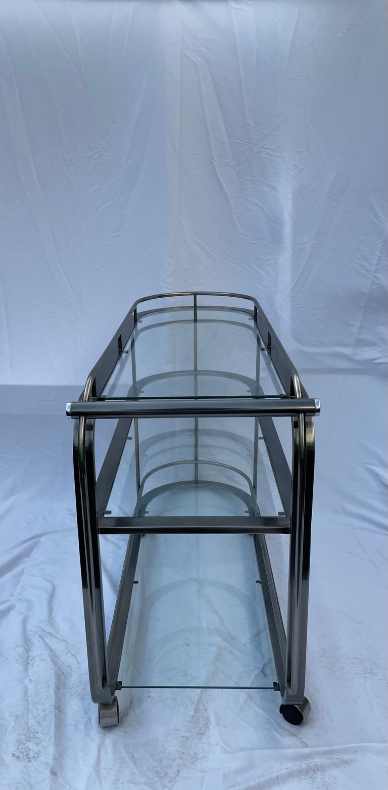 Three Tier Bar Cart in Nickel by Dia (Design Institute of America) For ...